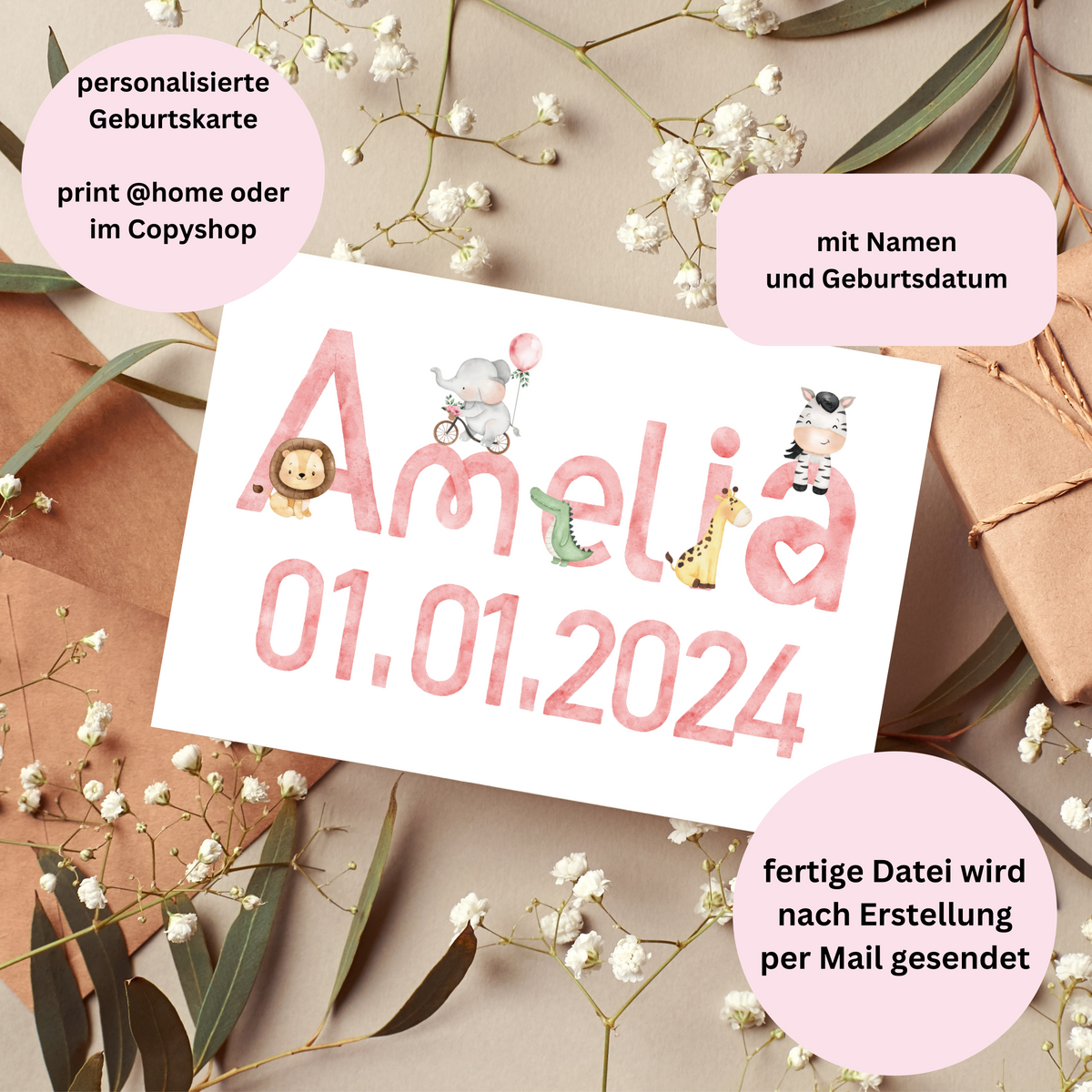 Geburtskarten zum Ausdrucken – bornelly